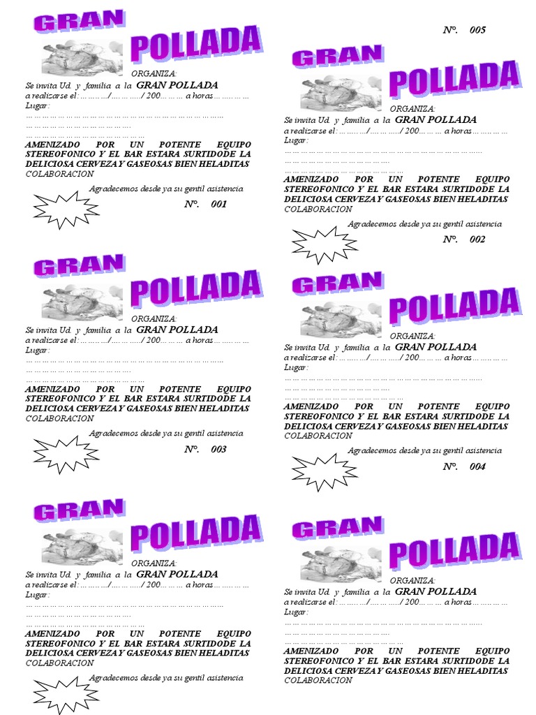 Tarjeta Pollada | PDF