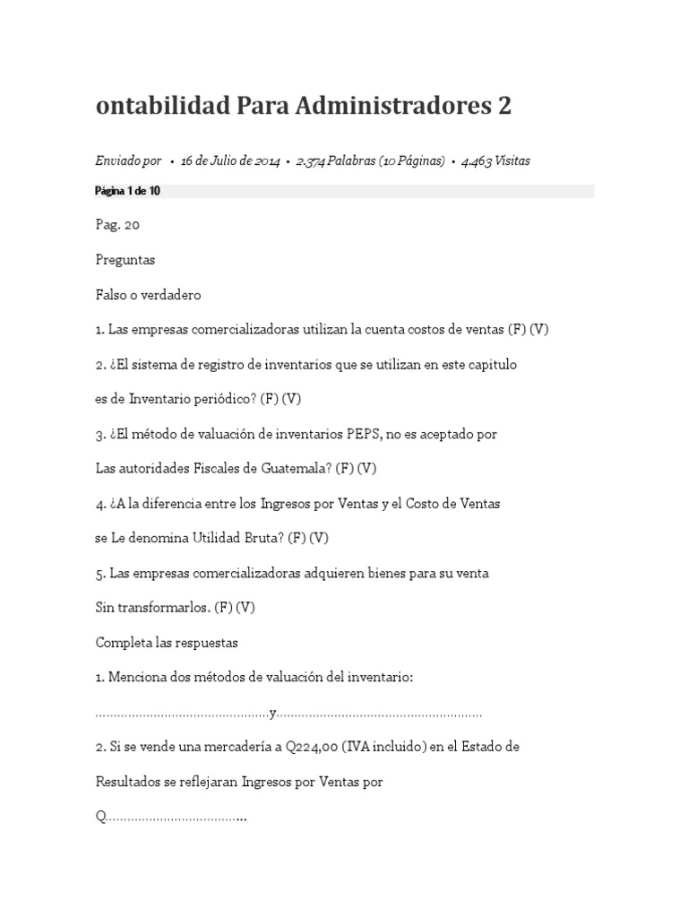 Tema10 EAI Ejemplos | PDF | Valoración empresarial | Inventario