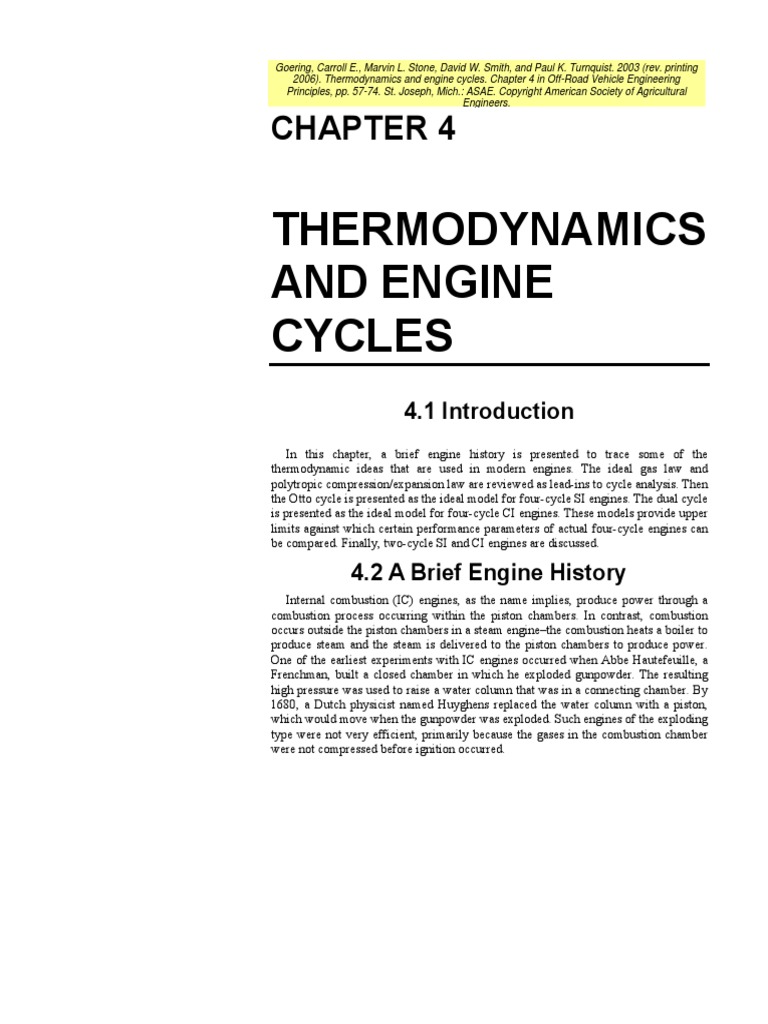 Thermodynamics and Engine Cycles | PDF | Internal Combustion Engine ...