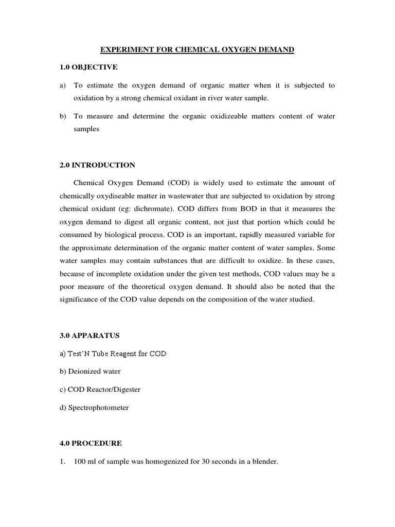 COD Lab Report | PDF | Water Pollution | Water And The Environment