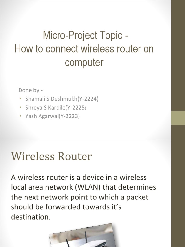 How To Connect Wireless Router On Computer | PDF | Router (Computing ...