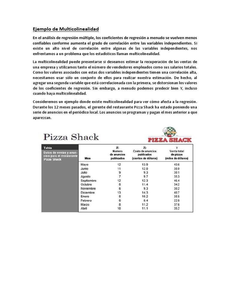 Ejemplo de Multicolinealidad TERMINADO | PDF | Multicolinealidad ...