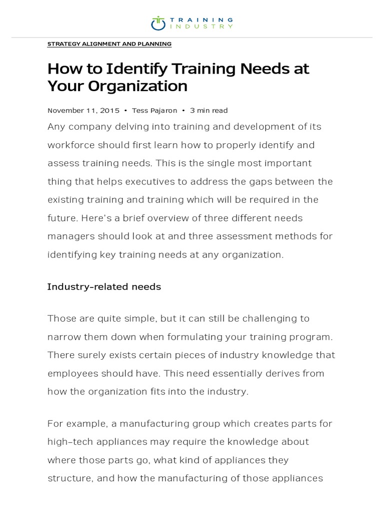How To Identify Training Needs at Your Organization - Training Industry ...