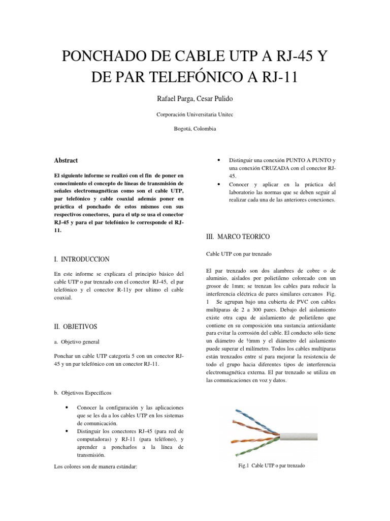 Ponchado de Cable Utp A RJ | PDF | Cable coaxial | Ingenieria Eléctrica