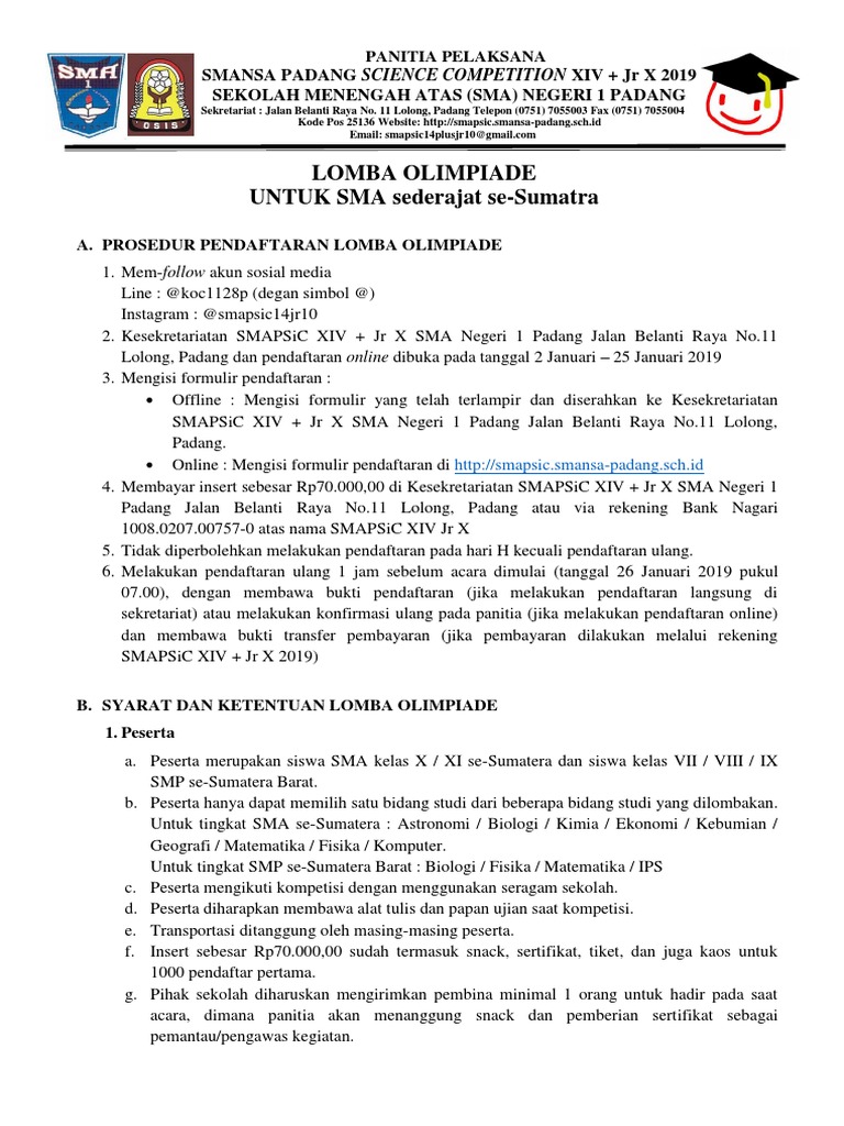 3 Syarat Dan Ketentuan Lomba SMA-1 | PDF