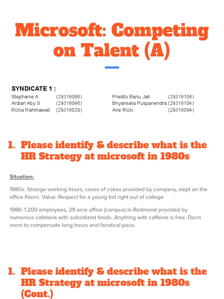 Microsoft HR Strategy: Competing for Talent | PDF | Leadership ...