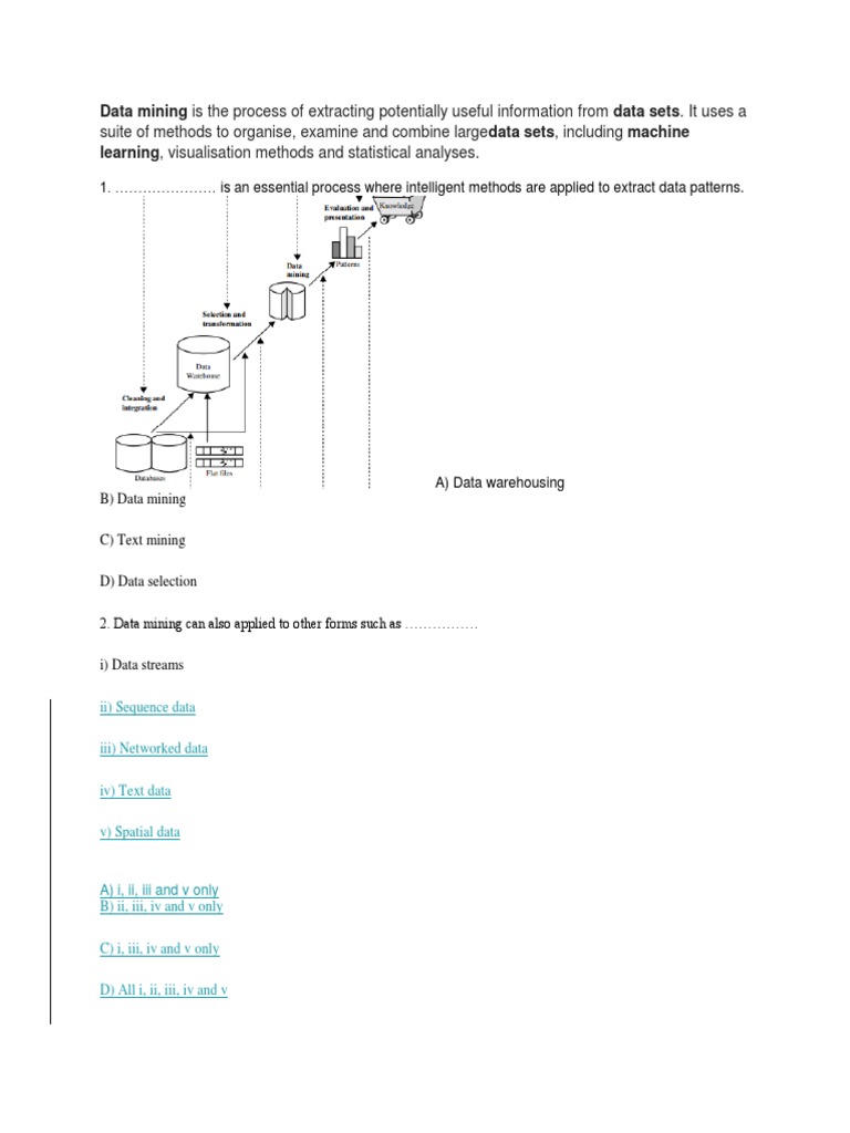 Data Mining MCQ, S | Download Free PDF | Data Mining | Statistical ...