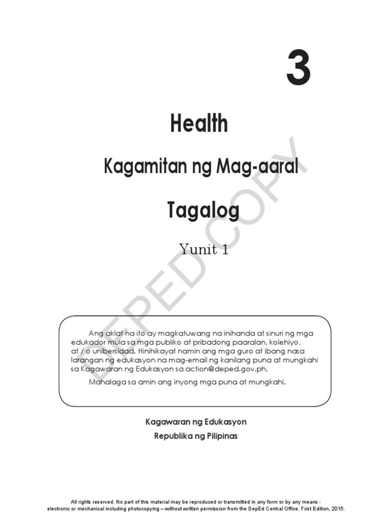 HEALTH 3 LM Tagalog - Yunit 1 PDF | PDF