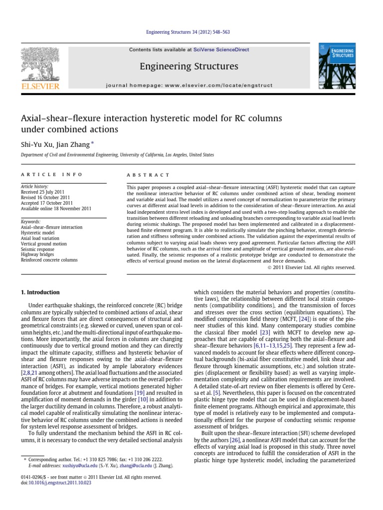 Axial-Shear-Flexure Interaction Hysteretic Model For RC Columns Under ...