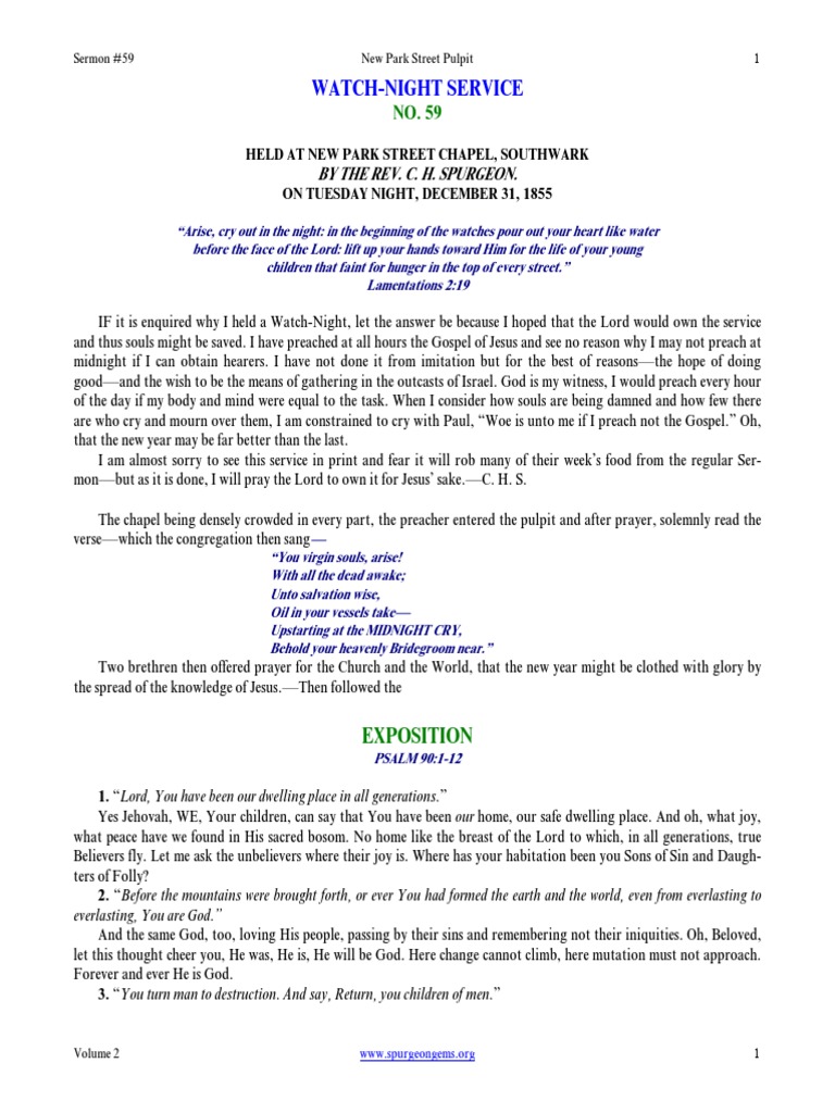 #59 - Watch-Night Service | PDF | Sermon | Charles Spurgeon