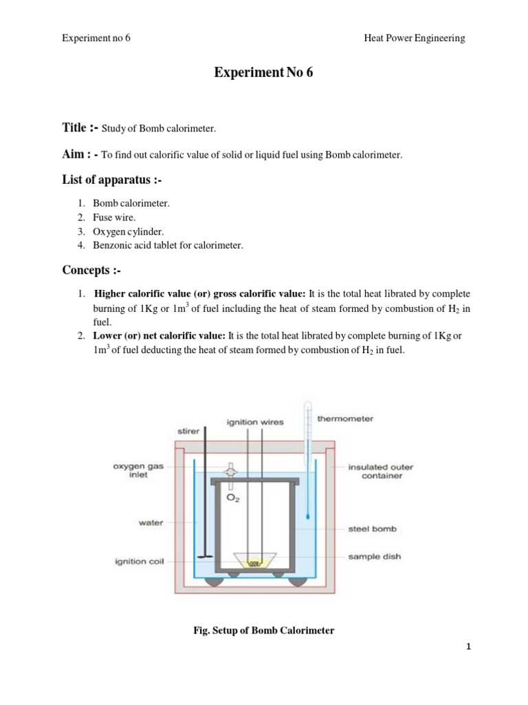Bomb Calorimeter Experiment Guide | PDF | Combustion | Physical Chemistry