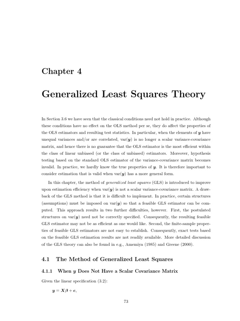 Generalized Least Squares Theory | PDF | Ordinary Least Squares | Heteroscedasticity