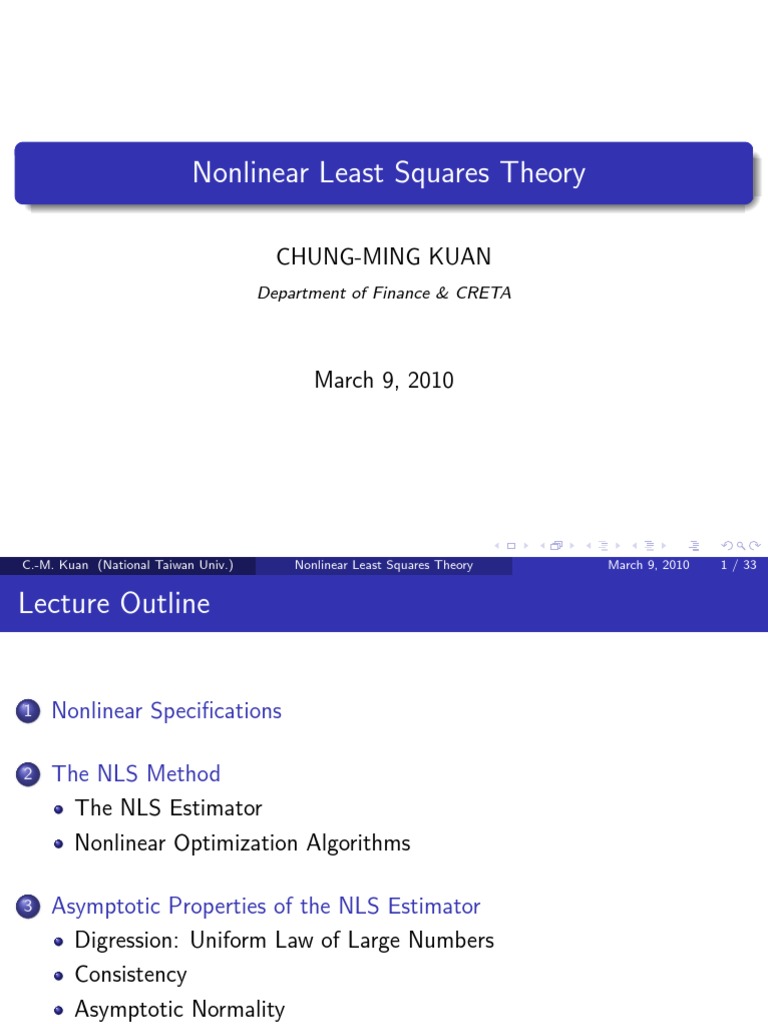 Nonlinear Least Squares Theory Lecture Notes Pdf Artificial Neural Network Least Squares