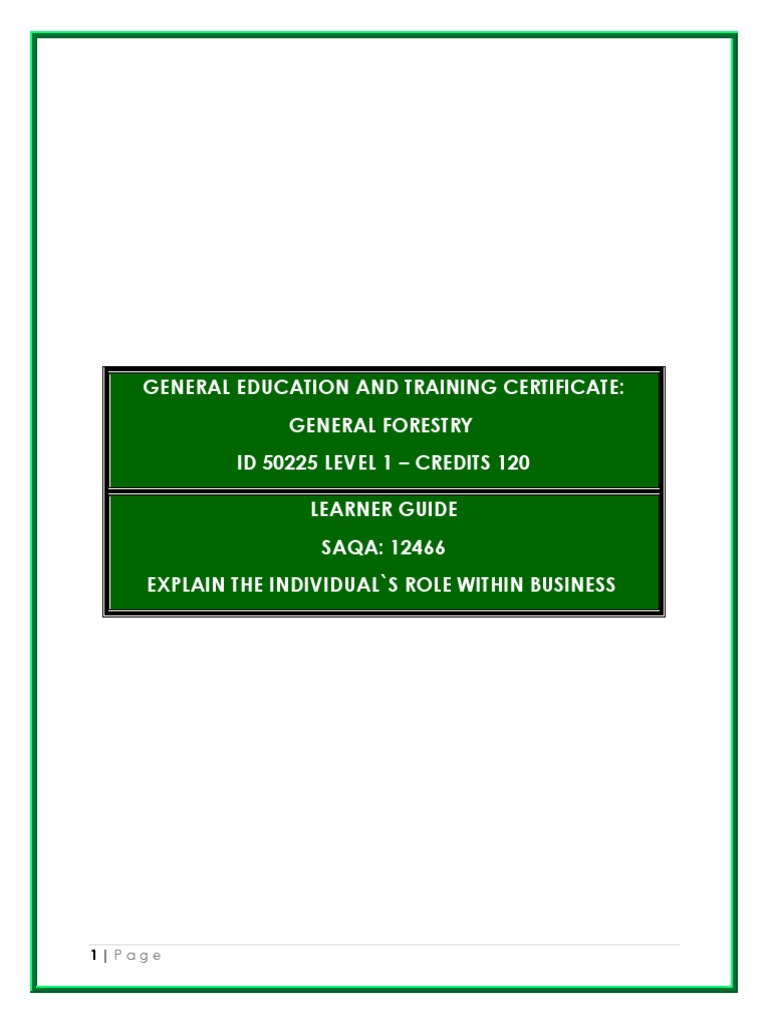 Saqa-12466 Learner Guide | PDF | Organizational Structure | Employment