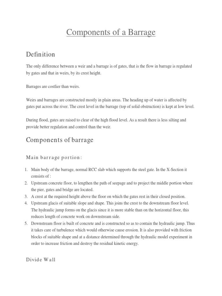 Components of Barrage | PDF | Deep Foundation | River