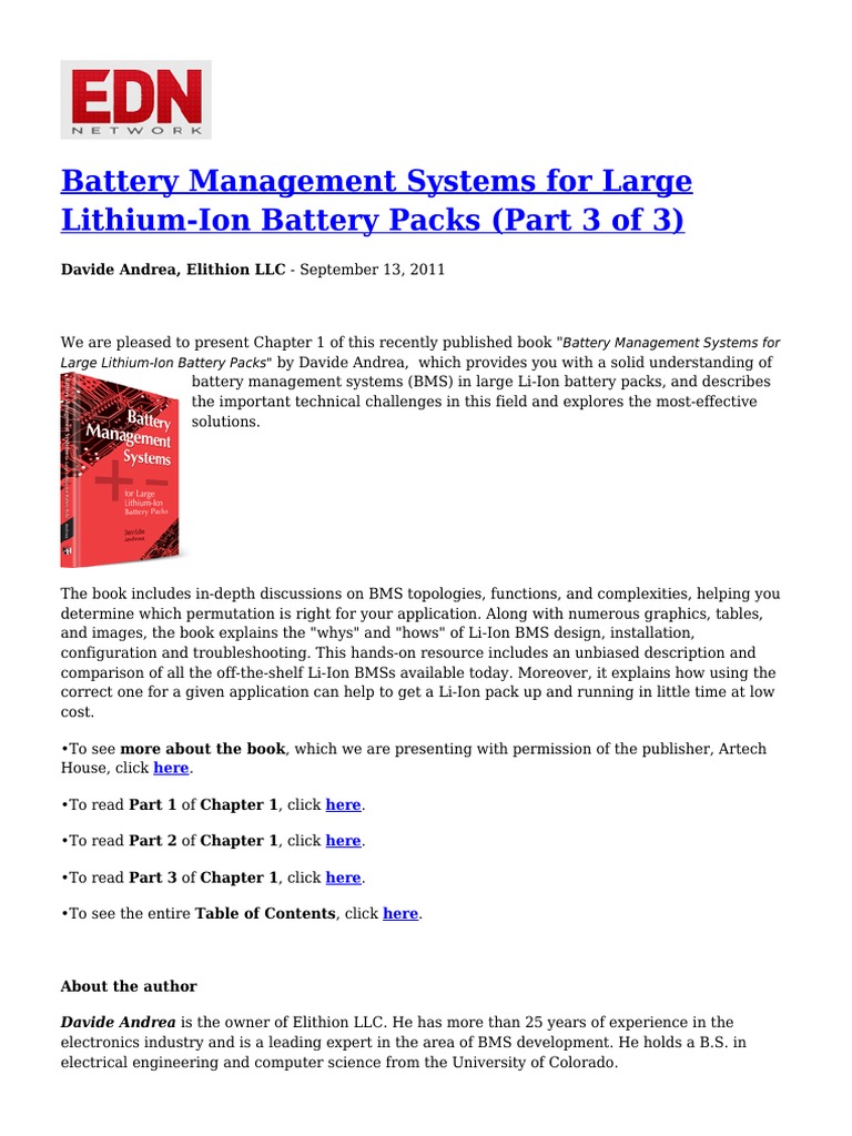 Battery Management for Large Li-Ion Packs | PDF | Technology & Engineering