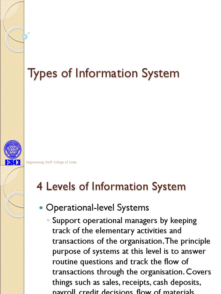 Types of Information System: Engineering Staff College of India | PDF ...