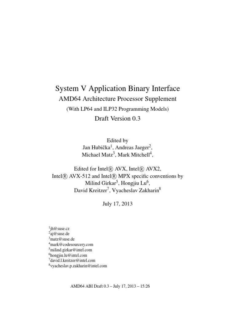 System V ABI for AMD64 Architecture | PDF | 64 Bit Computing | Integer (Computer Science)