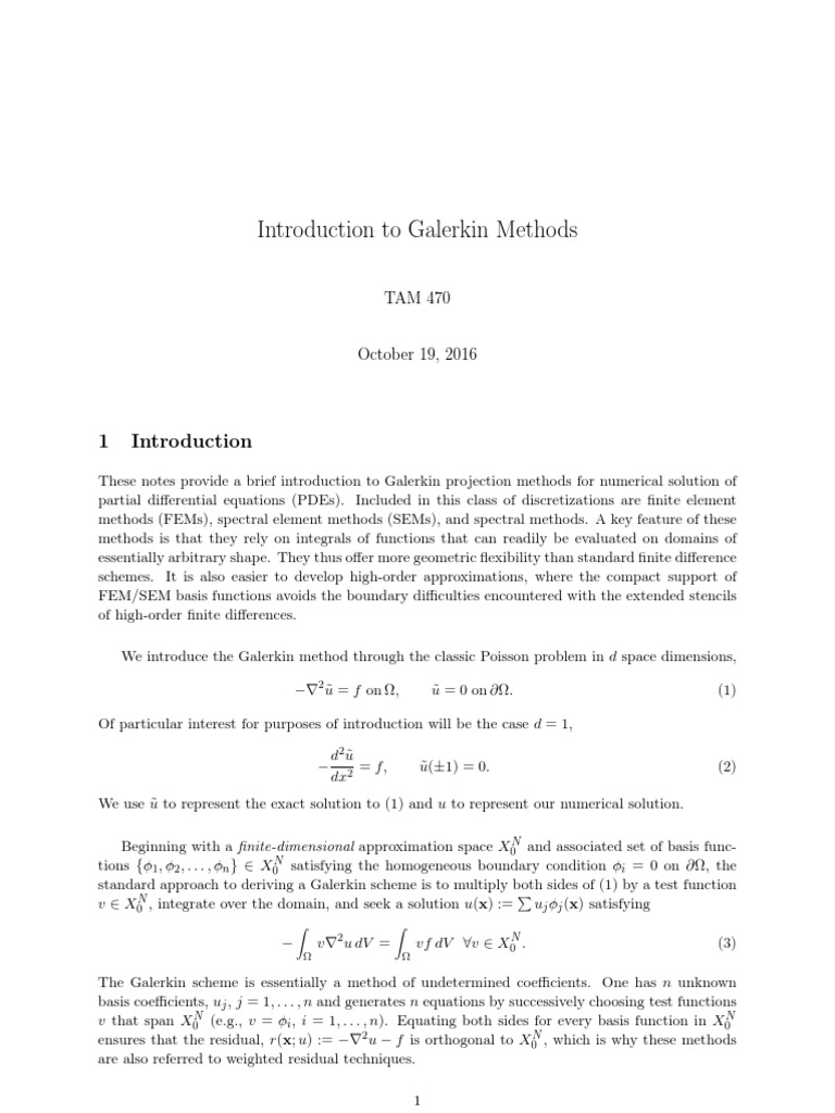 Introduction To Galerkin Methods | PDF | Finite Element Method ...