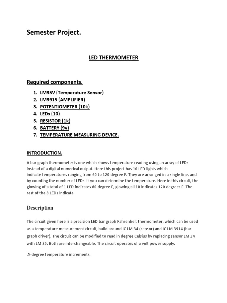 Semester Project PDF | PDF | Thermometer | Light Emitting Diode