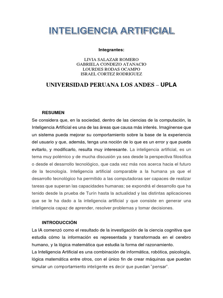 Inteligencia Artificial - Paper | PDF | Inteligencia artificial ...