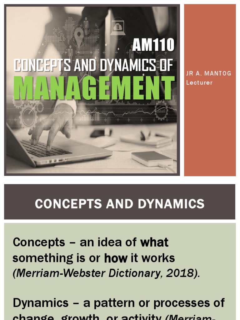 Concepts and Dynamics Of: Management | PDF | Concept | Resource