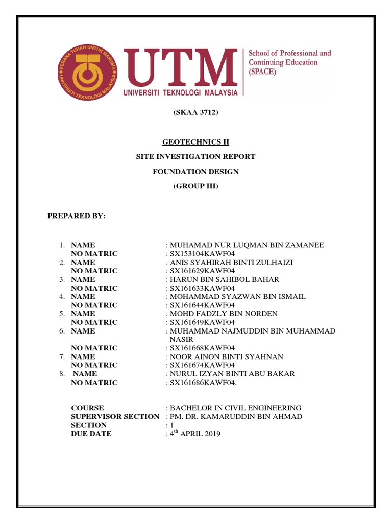 Project G3 PDF | Download Free PDF | Borehole | Geotechnical Engineering