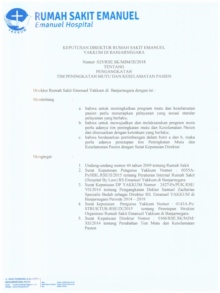 SK Pengangkatan Tim PMKP PDF | PDF