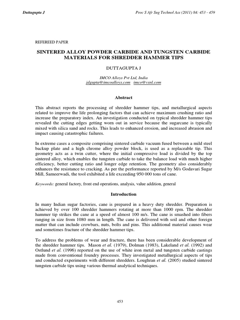 Sintered Alloy Powder Carbide and Tungsten Carbide | PDF | Tungsten ...
