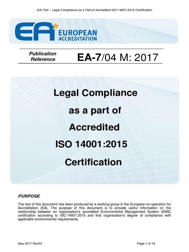 EA-7 - 04 - Legal Compliance As A Part of Accredited ISO 14001 - 2015 Certification | PDF ...