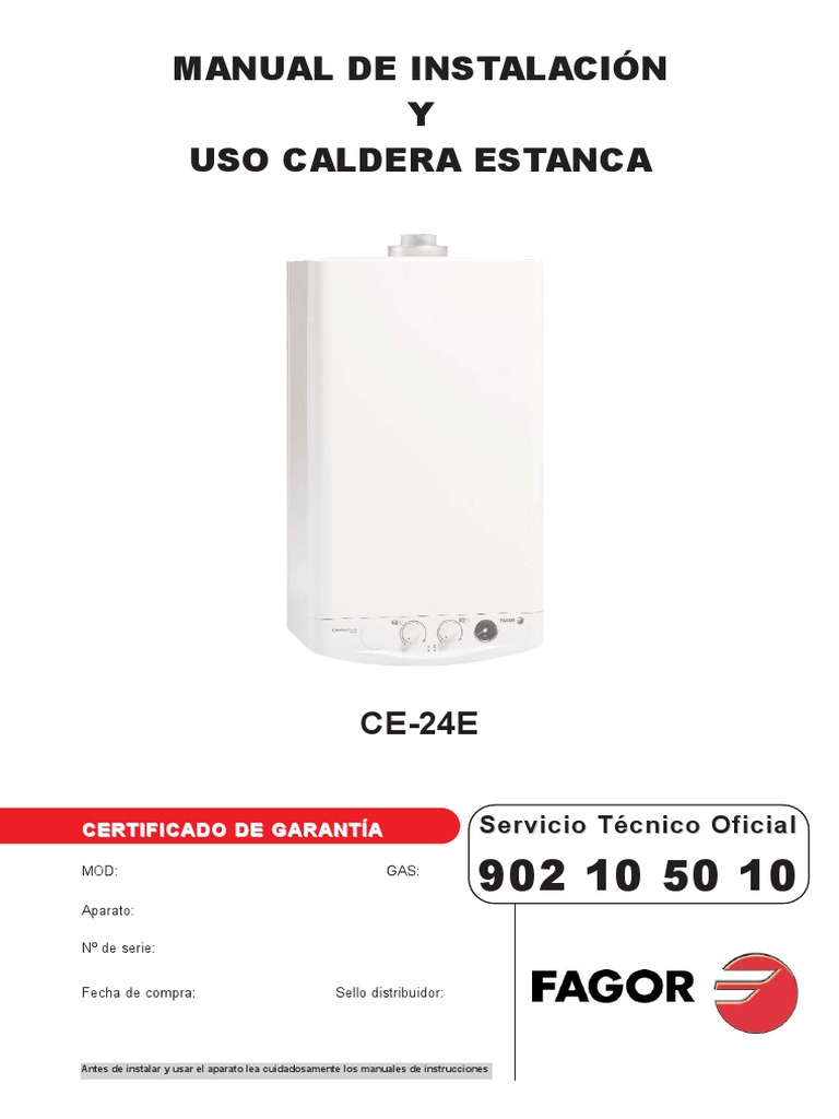 Manual Caldera CE 24E | PDF | Caldera | Tap (Válvula)