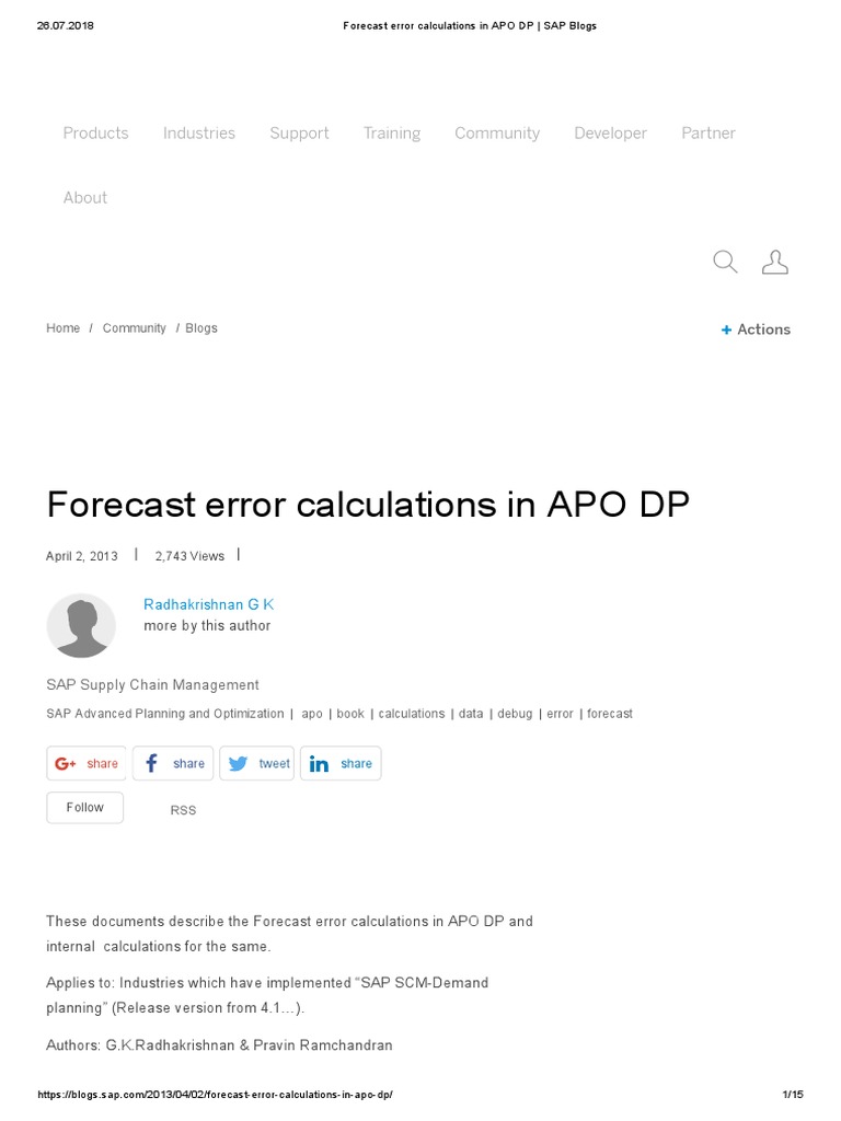 A Practical Guide To Mlr Forecasting In Apo Demand Planning Pdf