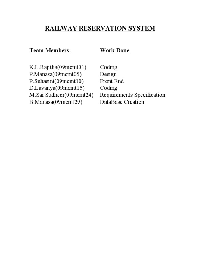 Railway Reservation System | PDF | Unified Modeling Language | Software ...