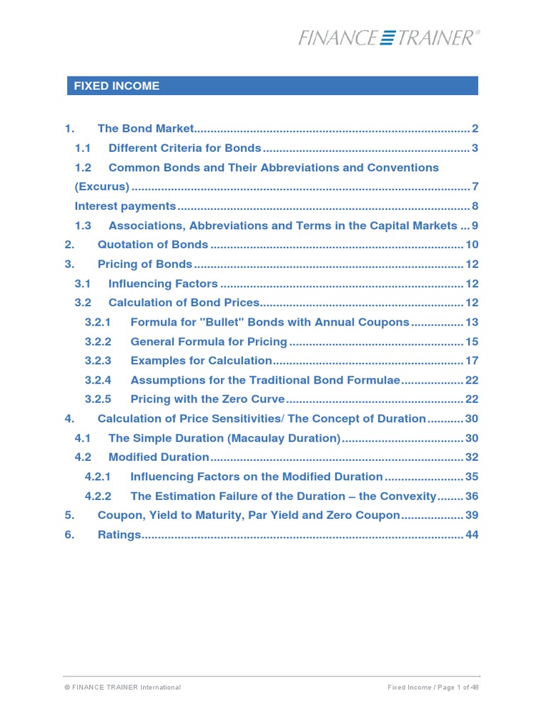 © FINANCE TRAINER International Fixed Income / Page 1 of 48 | PDF ...