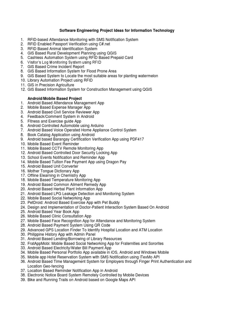 Project Ideas For Information Technology | PDF | Android (Operating ...