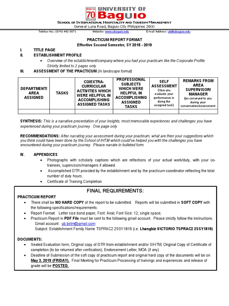 Practicum Report Format 2SSY1819 | PDF | Career & Growth