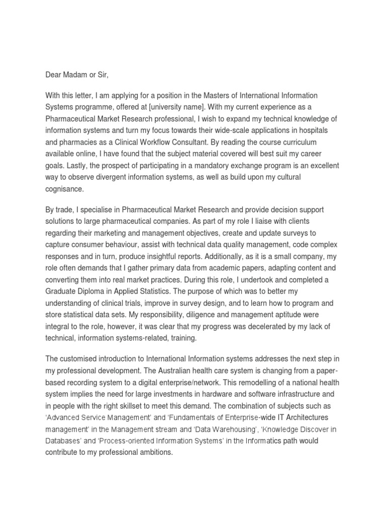 Motivational Letter For Admission in MBA | PDF | Pharmacy | Clinical Trial