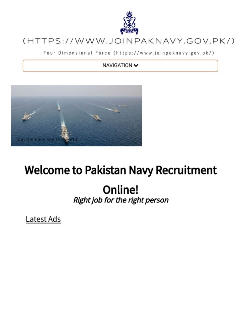 Pakistan Navy Online Registration Guide | PDF | Business