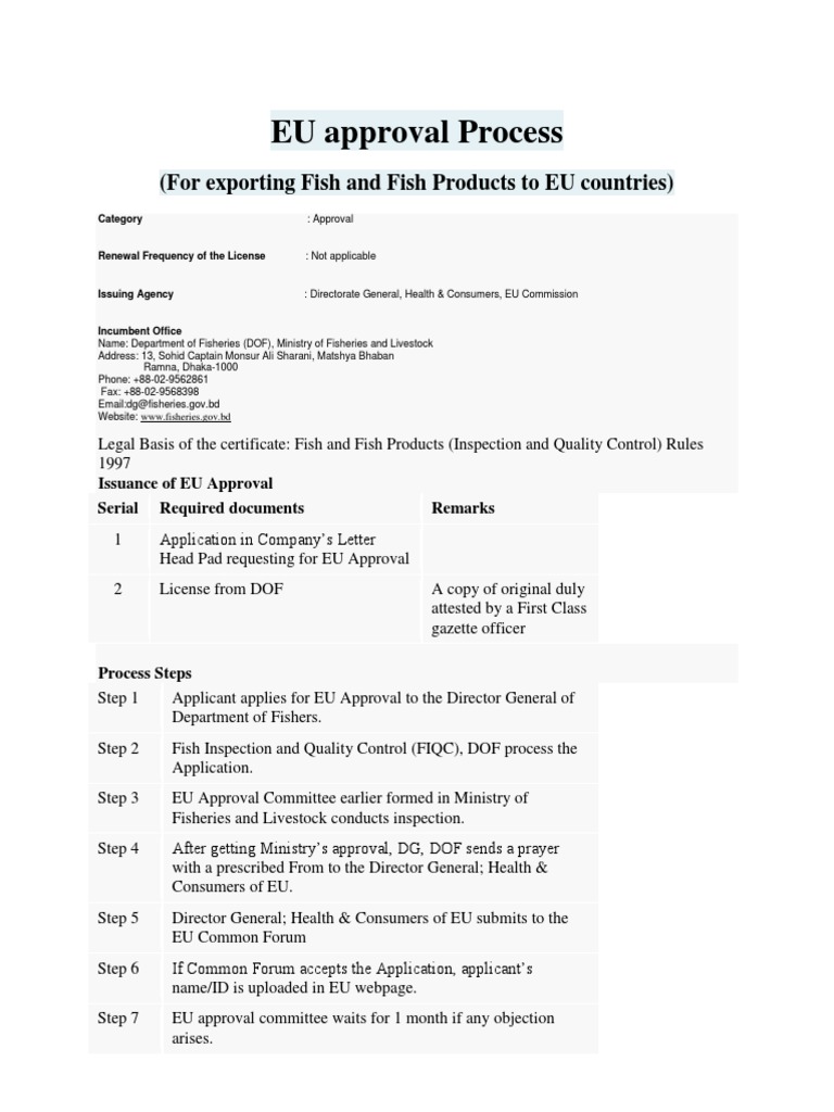 EU Approval Process for Fish Exports | PDF | European Union | Government