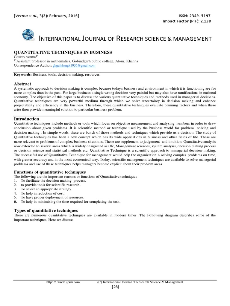 Quantitative Techniques in Business Decisions | PDF | Decision Making ...