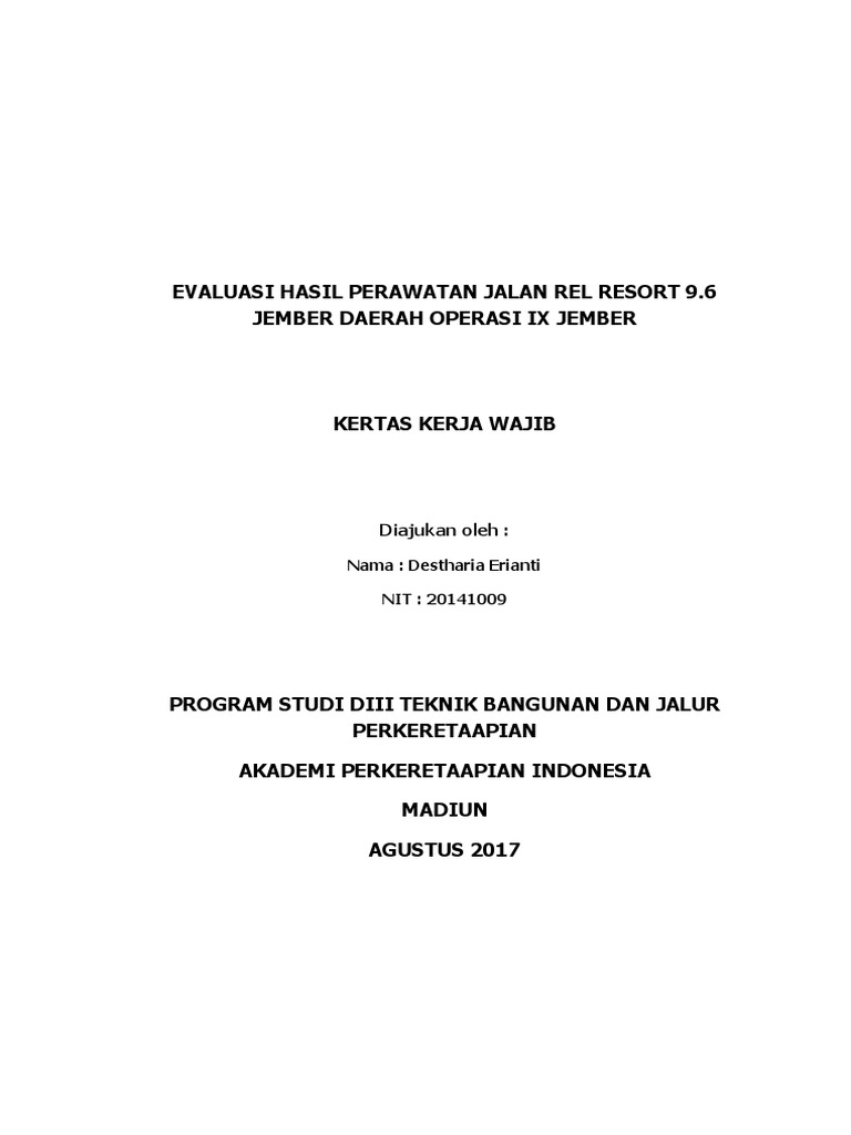Evaluasi Perawatan Jalan Rel Jember | PDF