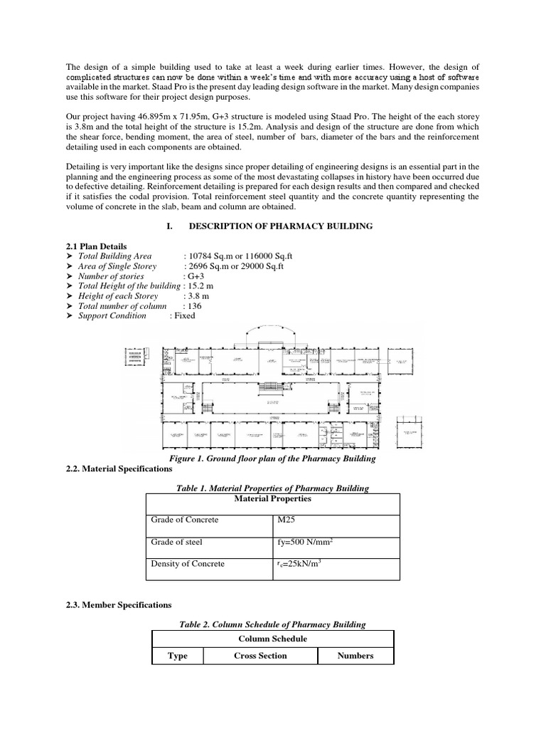 I. Description of Pharmacy Building 2.1 Plan Details:: Fixed | PDF ...