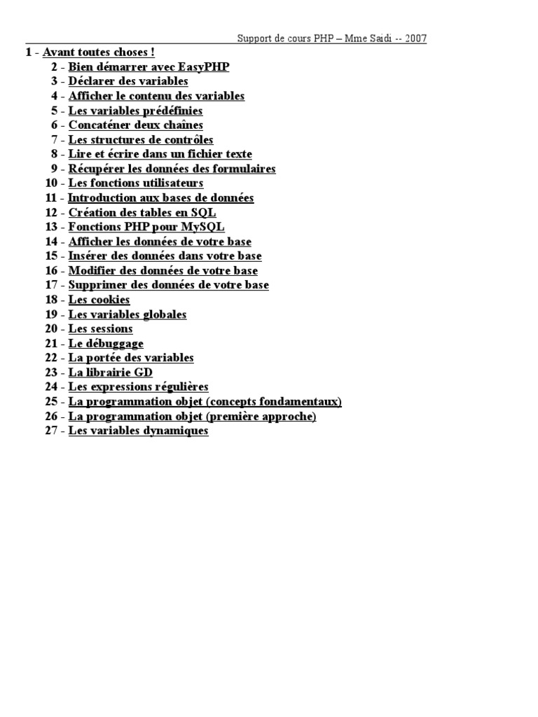 Cours PHP | PDF | PHP | Structure de contrôle