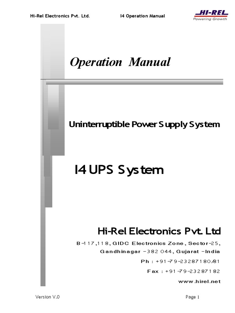Operation manual of UPS system | Power Inverter | Mains Electricity