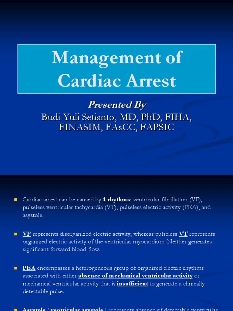 Management of Cardiac Arrest | PDF | Cardiac Arrest | Cardiopulmonary ...