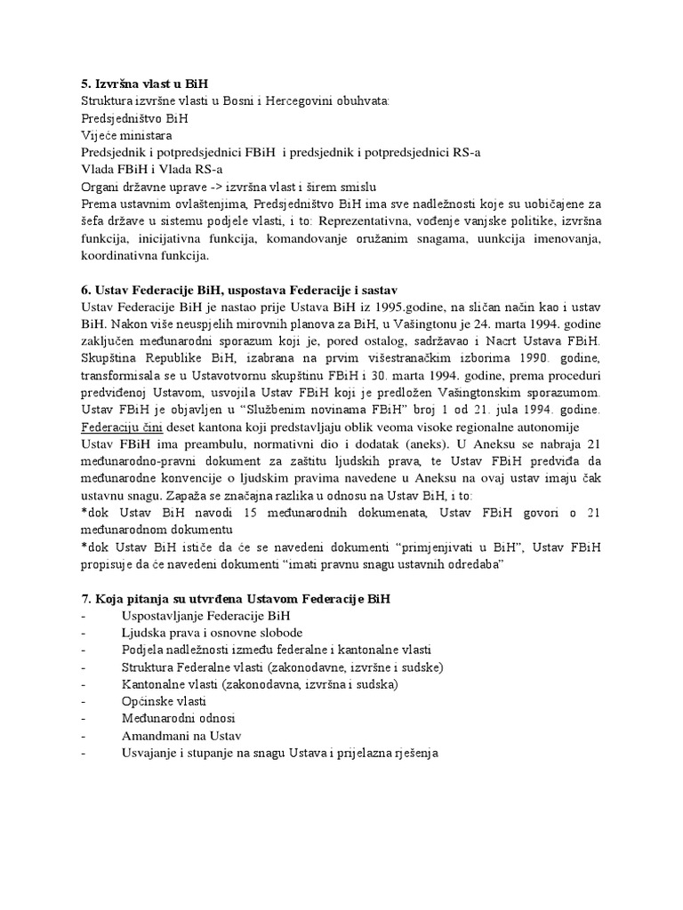 Ustav Federacije Bih | PDF