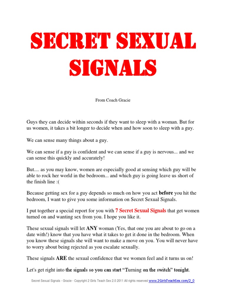 Gracie Secret Sexual Signals Pdf Pdf Foreplay Sexual Intercourse 