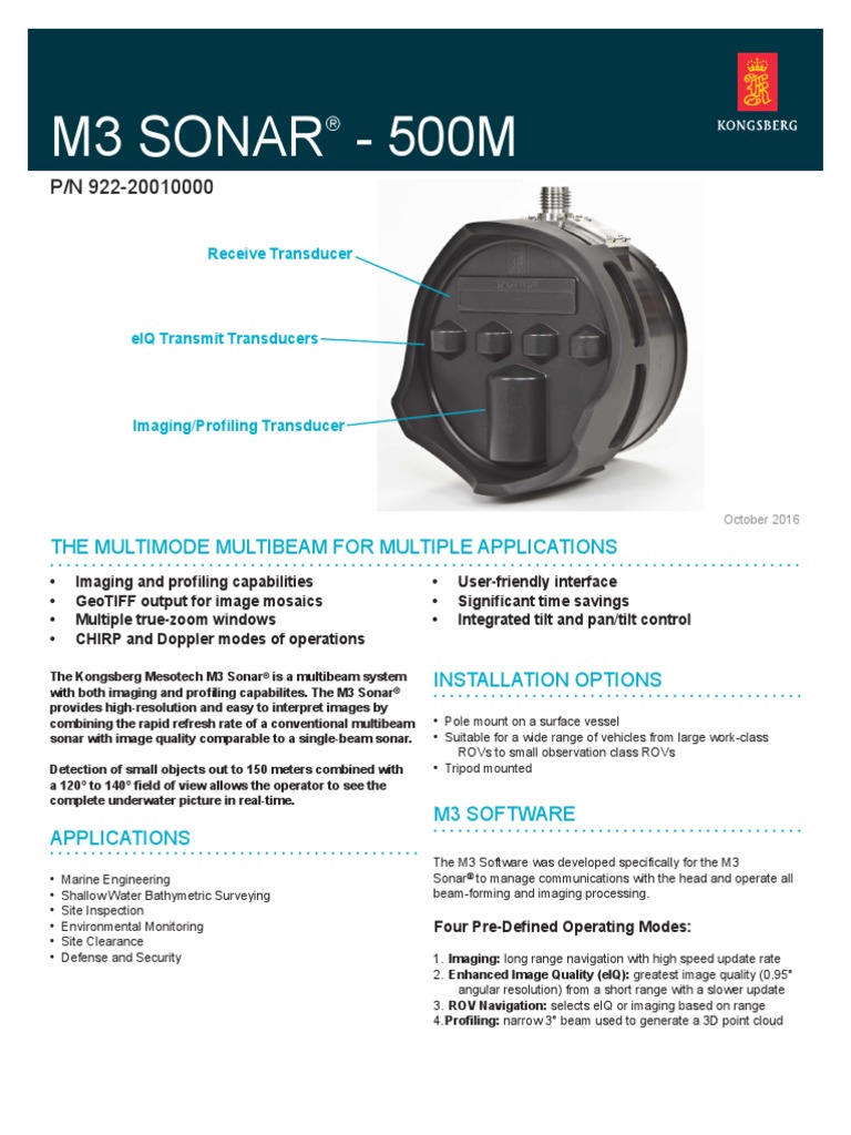 M3 Sonar - 500M: The Multimode Multibeam For Multiple Applications ...