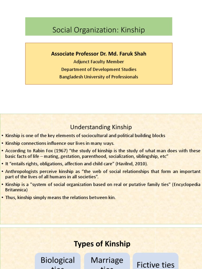 Understanding the Social Organization of Kinship: Biological, Marriage ...