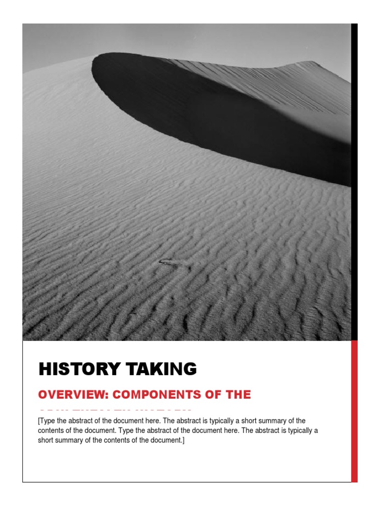 History Taking: Overview: Components of The Adulthealth History | PDF ...